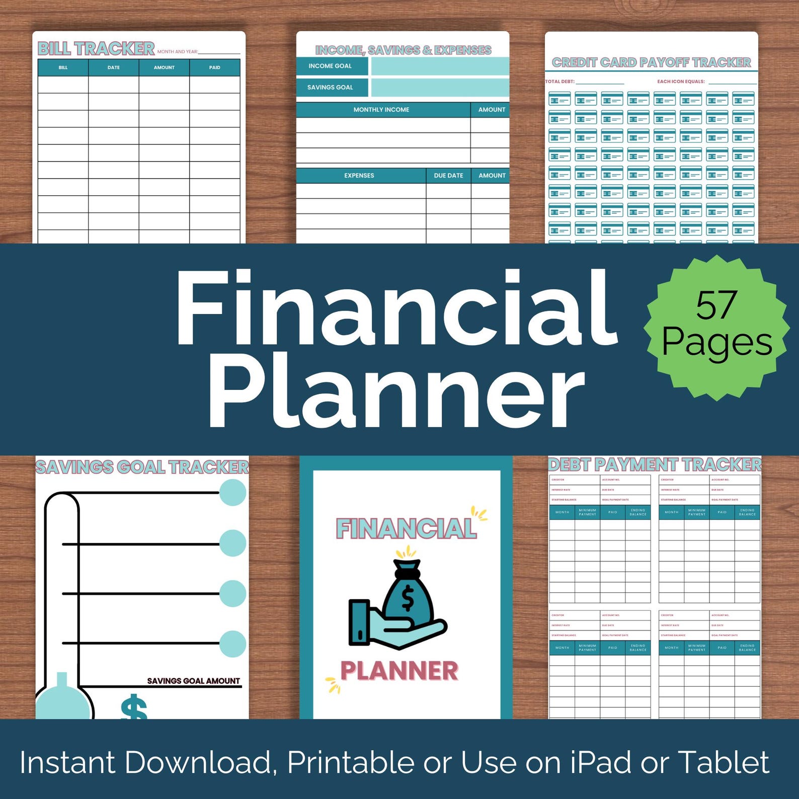 Printable Financial Planner, Budget Binder, Paycheck Budget, Savings ...