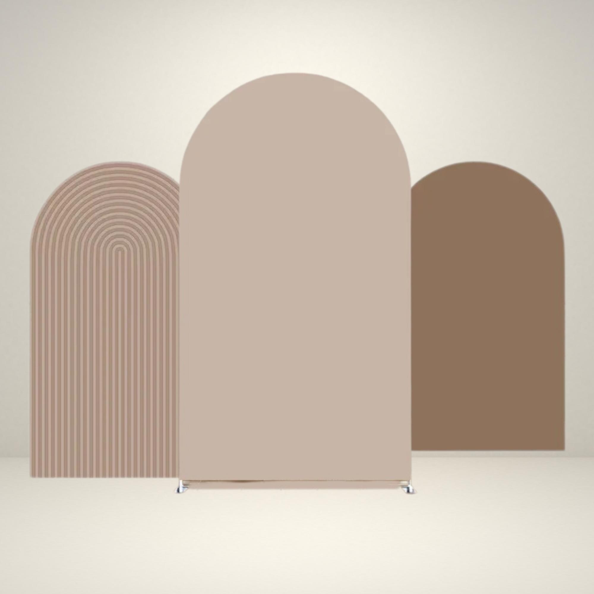 Brown Beige Arch Backdrop, Kid Birthday Party Double-sided Arched ...