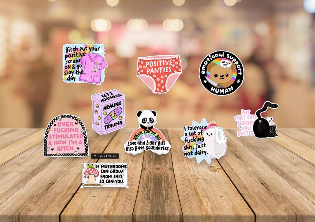 Emotional Support Sticker Pack, Laminated Dishwasher Safe, Waterproof ...