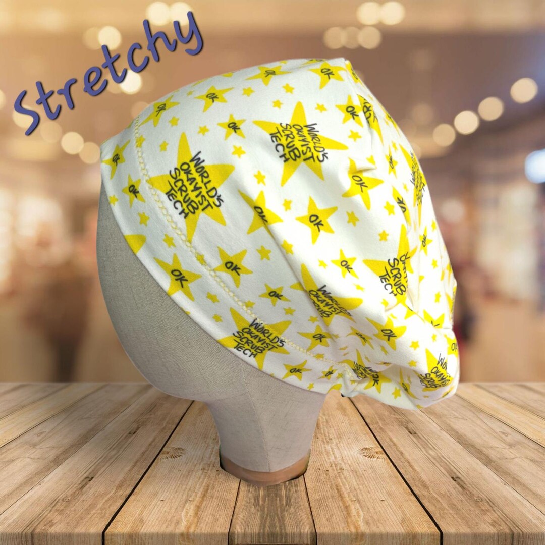 World's Okeyest Scrub Tech, Cute and Sassy Scrub Hat, Stretchy Euro ...