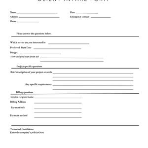 Editable Client Intake Form Template – Streamline Your Onboarding ...