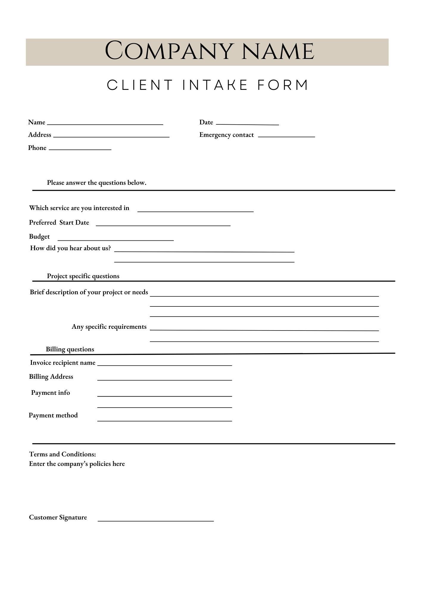 Editable Client Intake Form Template – Streamline Your Onboarding ...