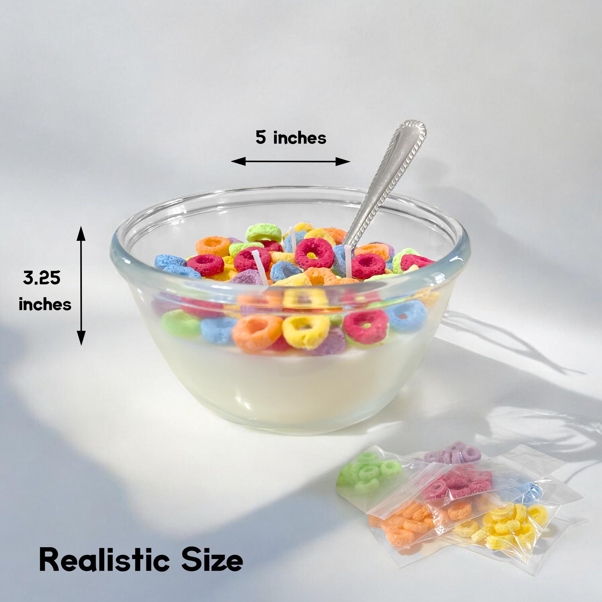 Scented Vanilla Cereal Fruit Loops Bowl With Metal Spoon Soy Candle ...