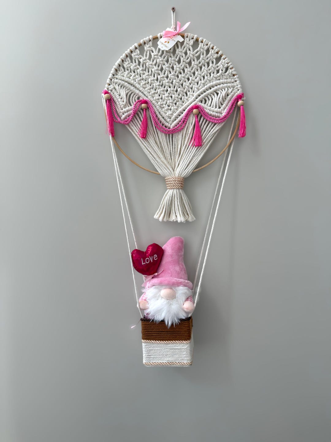 Handmade Macrame Hot Air Balloon Wall Decor | Nursery Wall Hanging ...