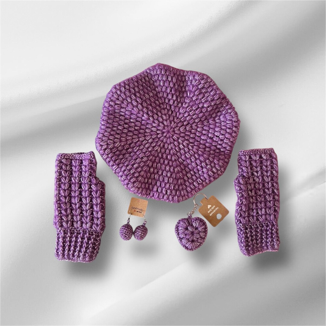 Crochet Acorn Beret Hat, Birthday Gift Set Crochet Perfect Valentine ...