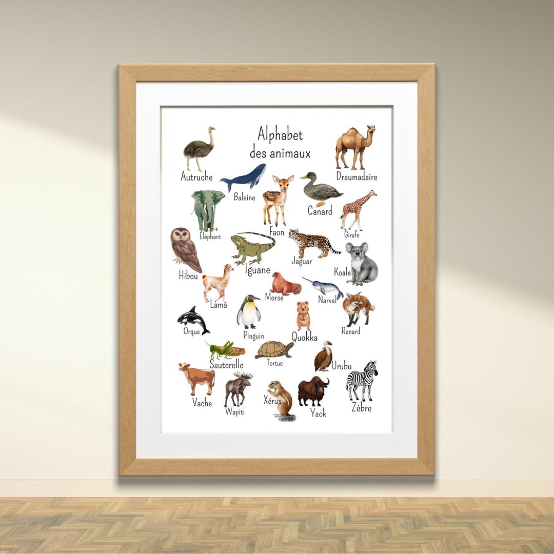 Alphabet Des Animaux, Affiche ABC Animal, Alphabet Des Animaux En ...