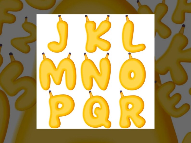 Banana Letters and Numbers Font: SVG PNG Clipart (instant Download ...