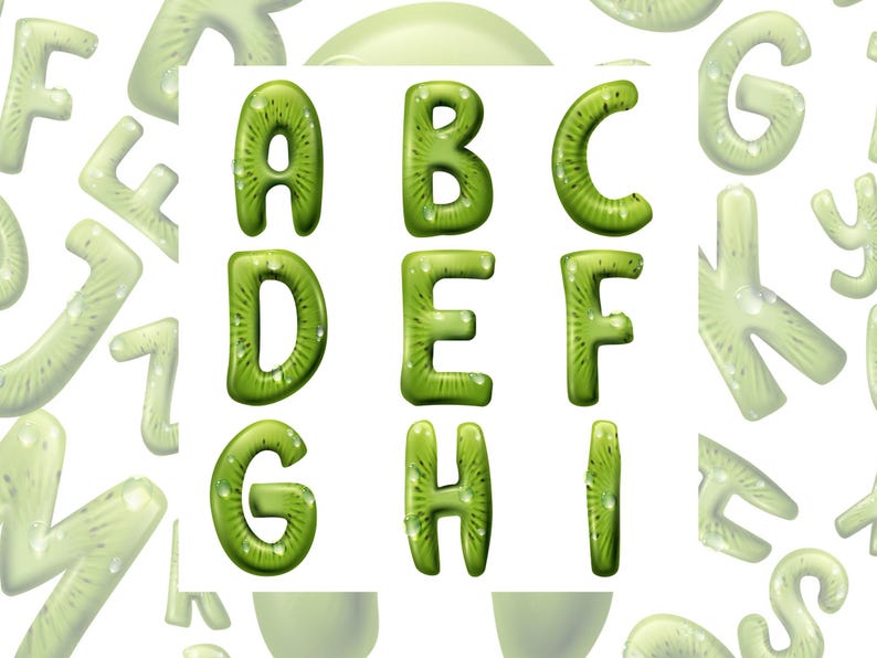 Kiwi Font: 3D Fruit Letters, PNG SVG Clipart (instant Download) - Etsy