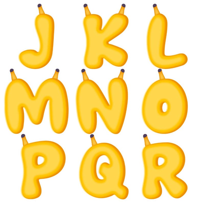 3D Banana Font SVG PNG, Sweets Letters, Banana Numbers, Fruits Alphabet ...