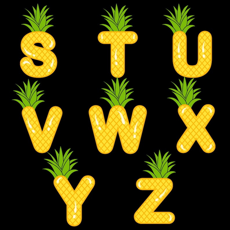 Pineapple Font SVG PNG, 3D Pineapple Letters, Fruits Alphabet, Food ...