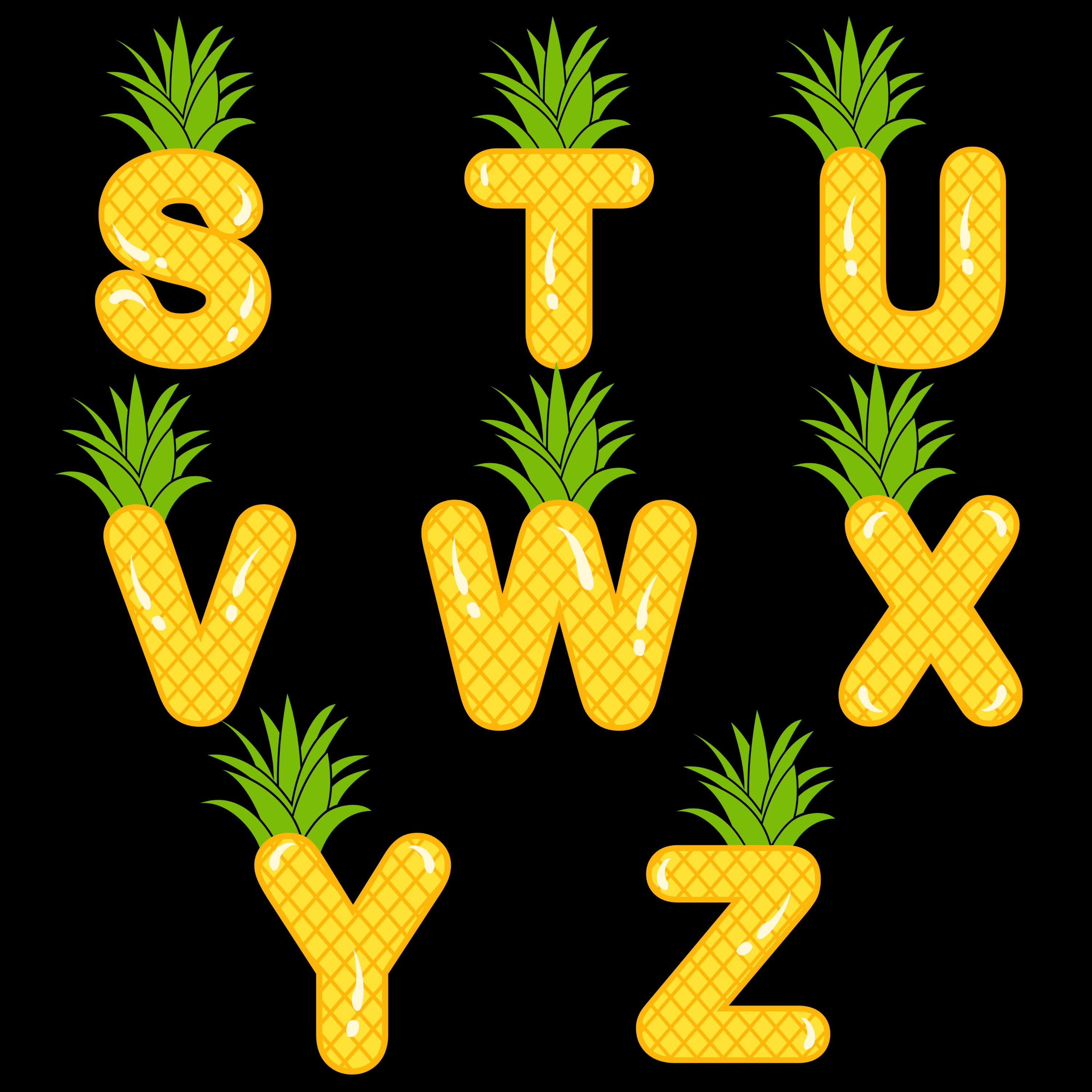 Pineapple Font SVG PNG, 3D Pineapple Letters, Fruits Alphabet, Food ...