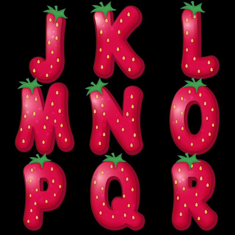 3D Strawberry Font SVG PNG, Sweets Letters, Strawberry Numbers, Fruits ...