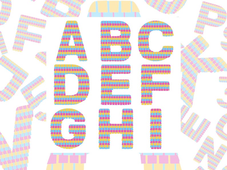 Pinata Letters & Numbers SVG PNG, Colorful Piñata Font, Birthday ...