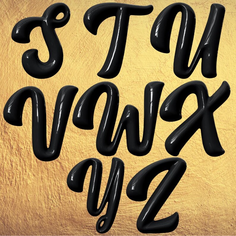 3D Black Chunky Letters SVG PNG Font, Bubbly Numbers, Chunky Alphabet ...