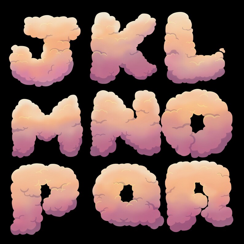 3D Cloud Font SVG PNG, Cloud Letters, Cloud Numbers, Cloudy Alphabet ...