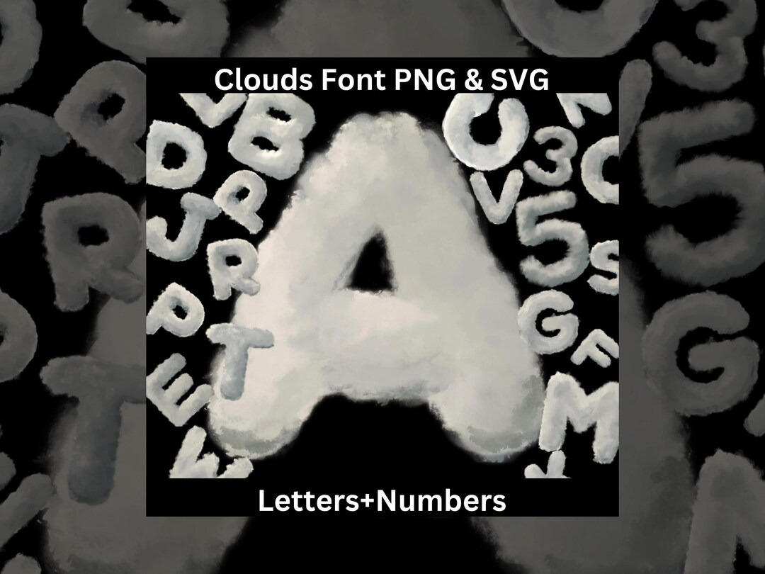 Cloud Letters & Numbers SVG PNG, 3D White Cloud Font, Cloud Numbers ...