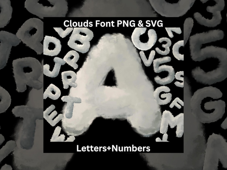 Cloud Letters & Numbers SVG PNG, 3D White Cloud Font, Cloud Numbers ...