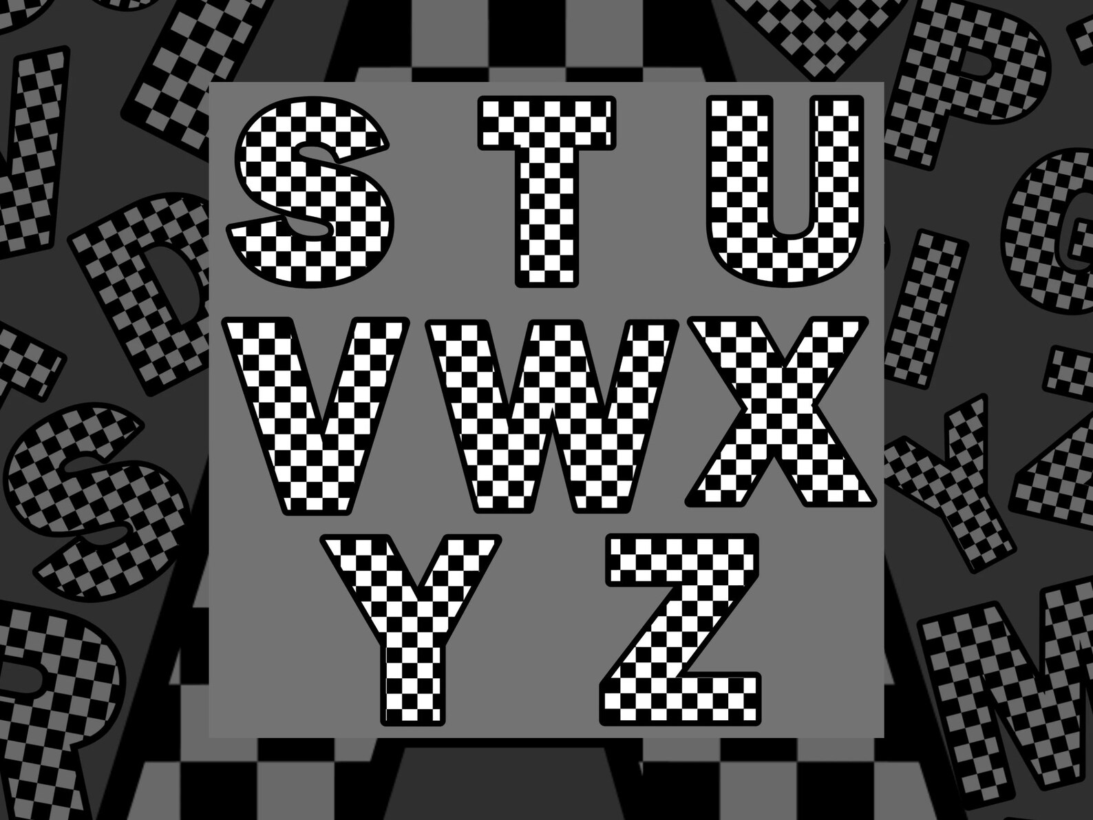 Checkered Letters & Numbers SVG PNG: Racing Font (digital Download) - Etsy