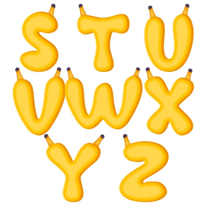 3D Banana Font SVG PNG, Sweets Letters, Banana Numbers, Fruits Alphabet ...