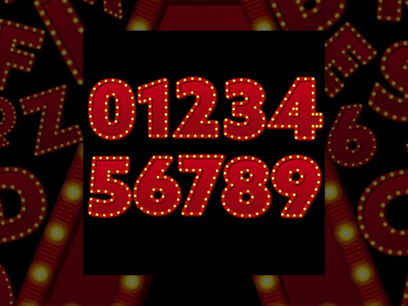Marquee Letters & Numbers SVG PNG, Neon Marquee Letters, Lights ...
