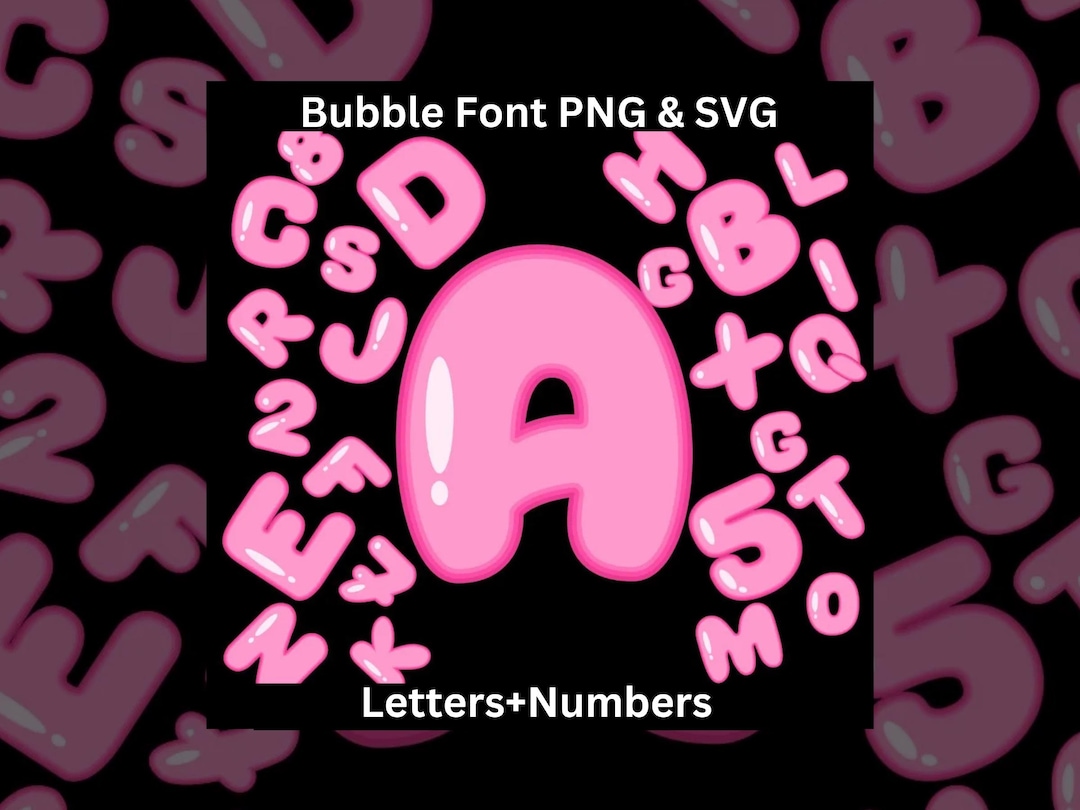 Cartoon Letters & Numbers SVG PNG, 3D Bubbly Pink Alphabet, Balloon ...