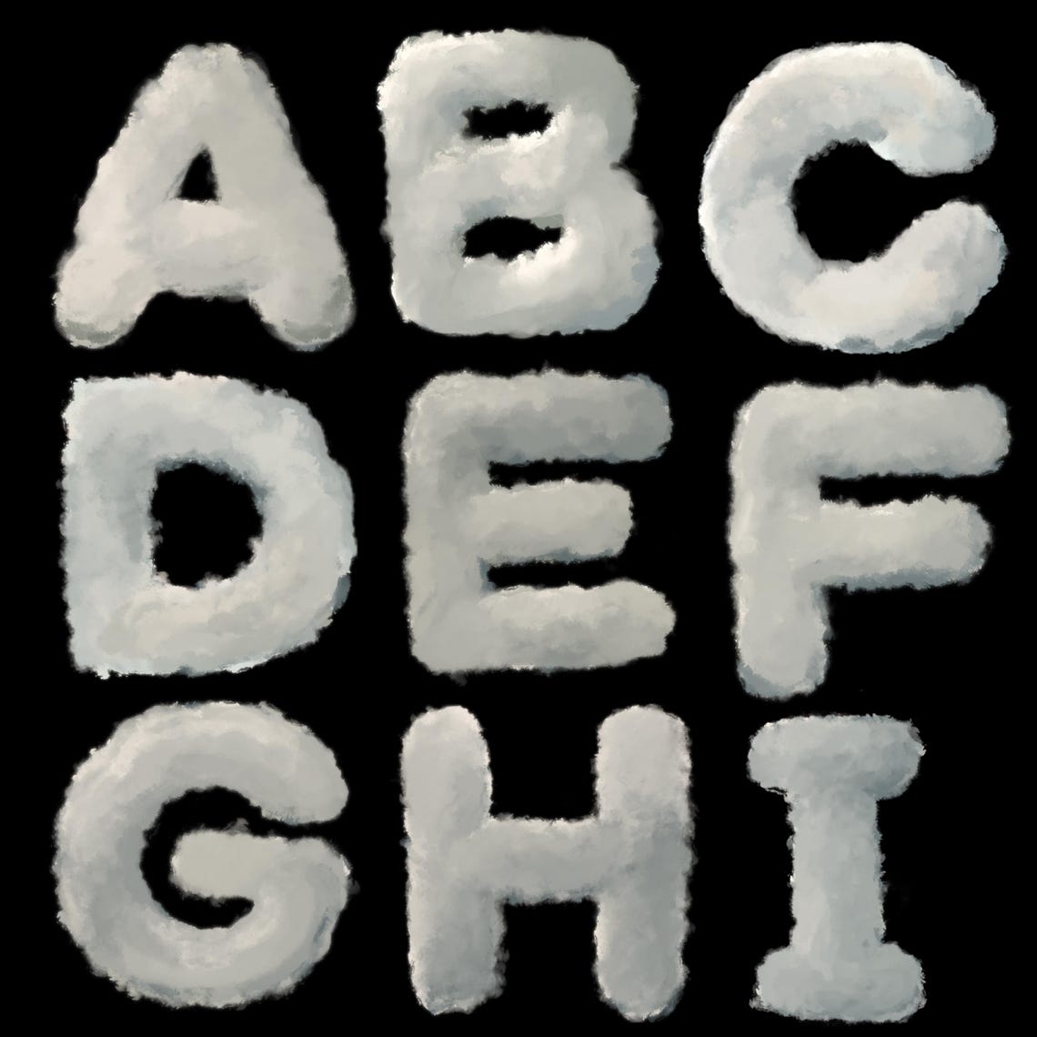 3D Cloud Font SVG PNG, Cloud Letters, Cloud Numbers, Cloudy Alphabet ...