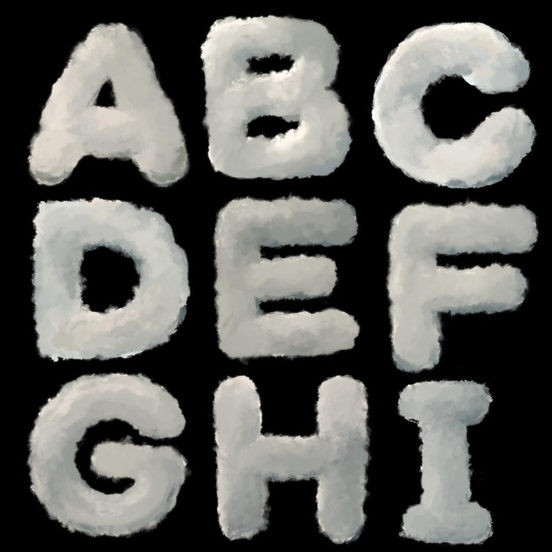 3D Cloud Font SVG PNG, Cloud Letters, Cloud Numbers, Cloudy Alphabet ...