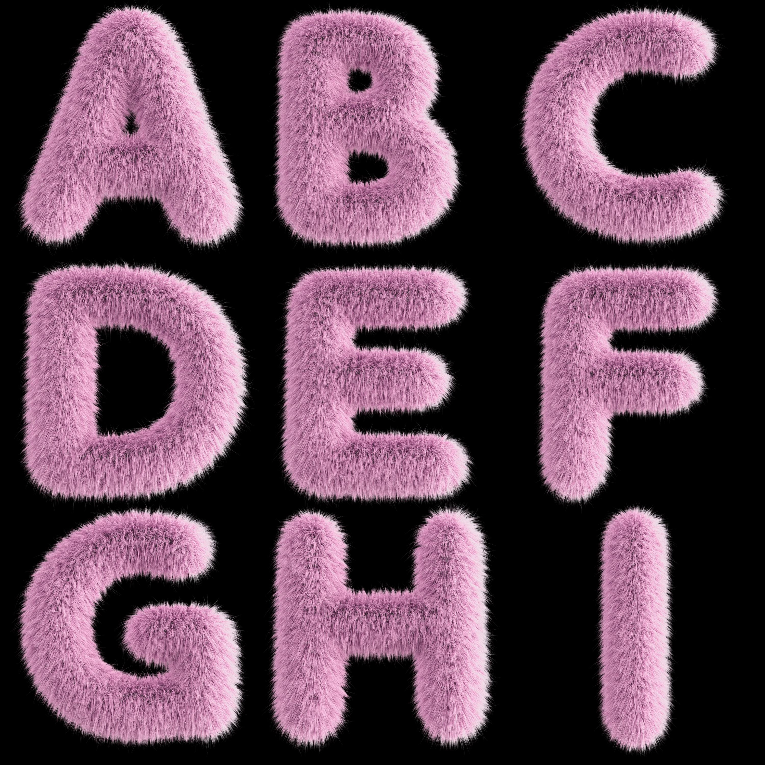 3D Fur Pink Font SVG PNG, Fluffy Letters, Rose Furry Alphabet, Faux Fur ...