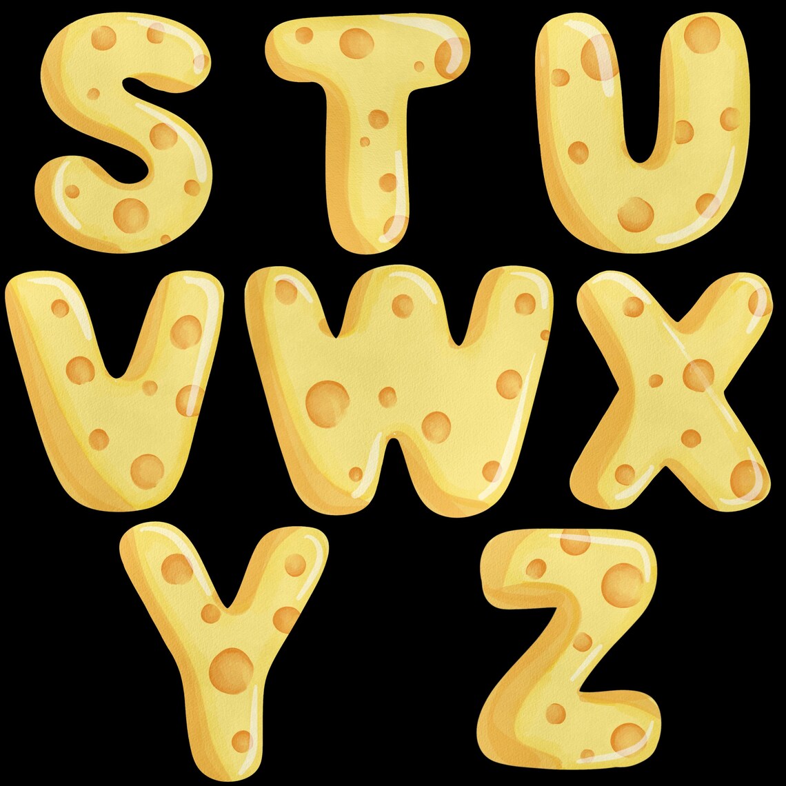 Cheese Font SVG PNG, Yellow Cheese Letters, Cheasy Alphabet, Instant ...