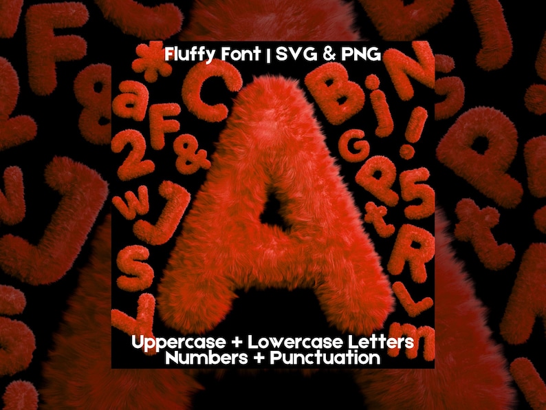 Red Furry Font: 3D Fluffy Letters, Numbers, Punctuation (SVG, PNG) - Etsy