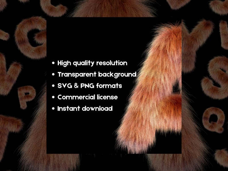Fur Letters & Numbers SVG PNG, Lion Fluffy Font, Furry Alphabet, Faux ...