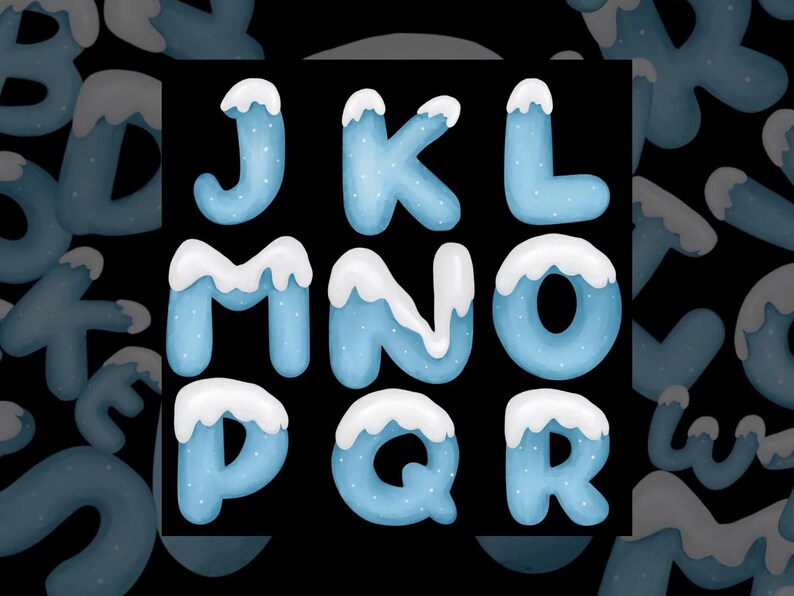 Snow Letters SVG & PNG, Blue Christmas Font Decoration, Winter Holiday ...