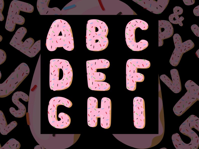 Donut Letters, Numbers & Punctuation SVG PNG, Sweets Letters, Cookie ...
