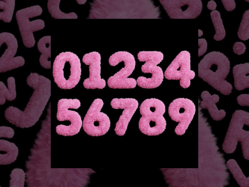 Fur Letters, Numbers & Punctuation SVG PNG, 3D Pink Fluffy Font, Rose ...