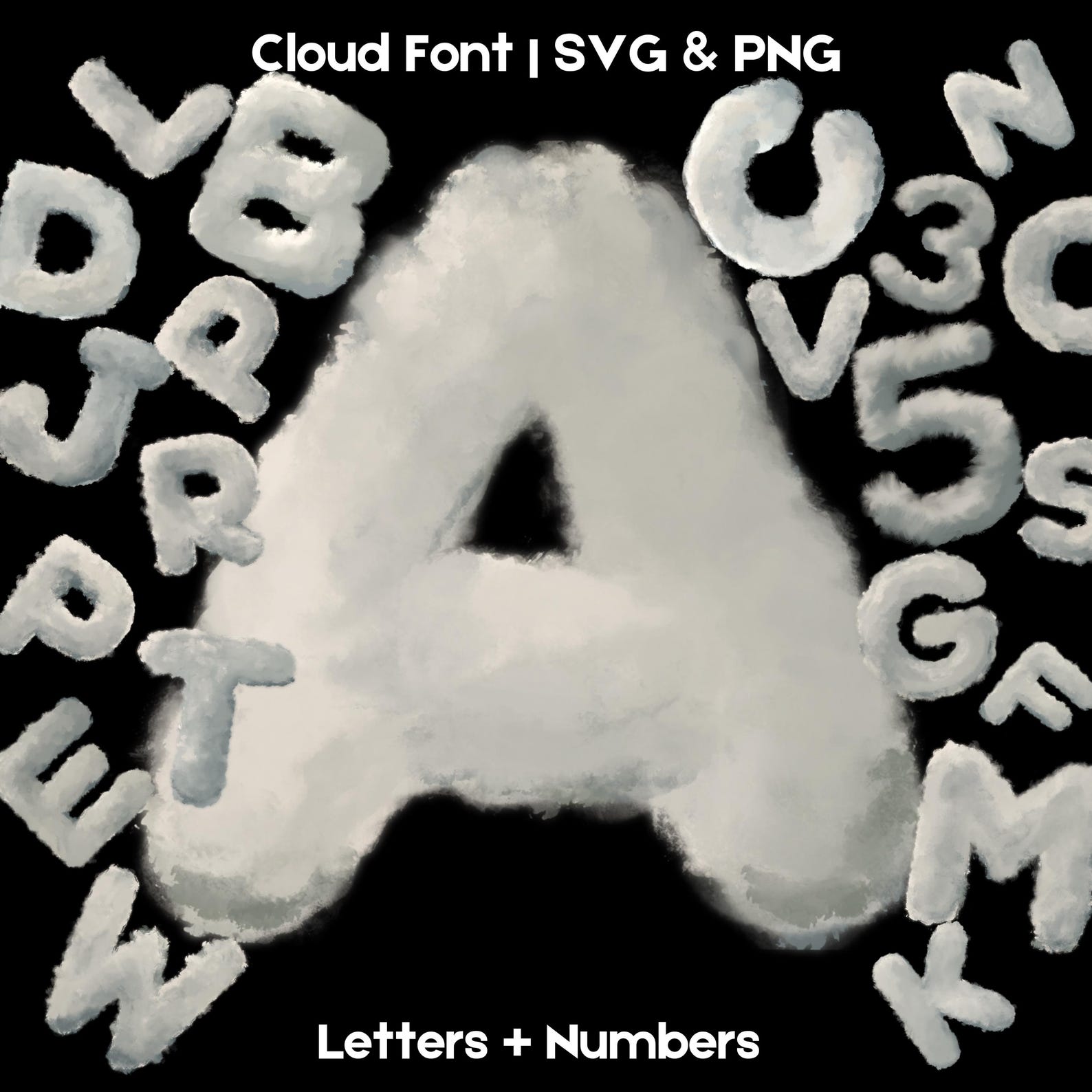 3D Cloud Font SVG PNG, Cloud Letters, Cloud Numbers, Cloudy Alphabet ...