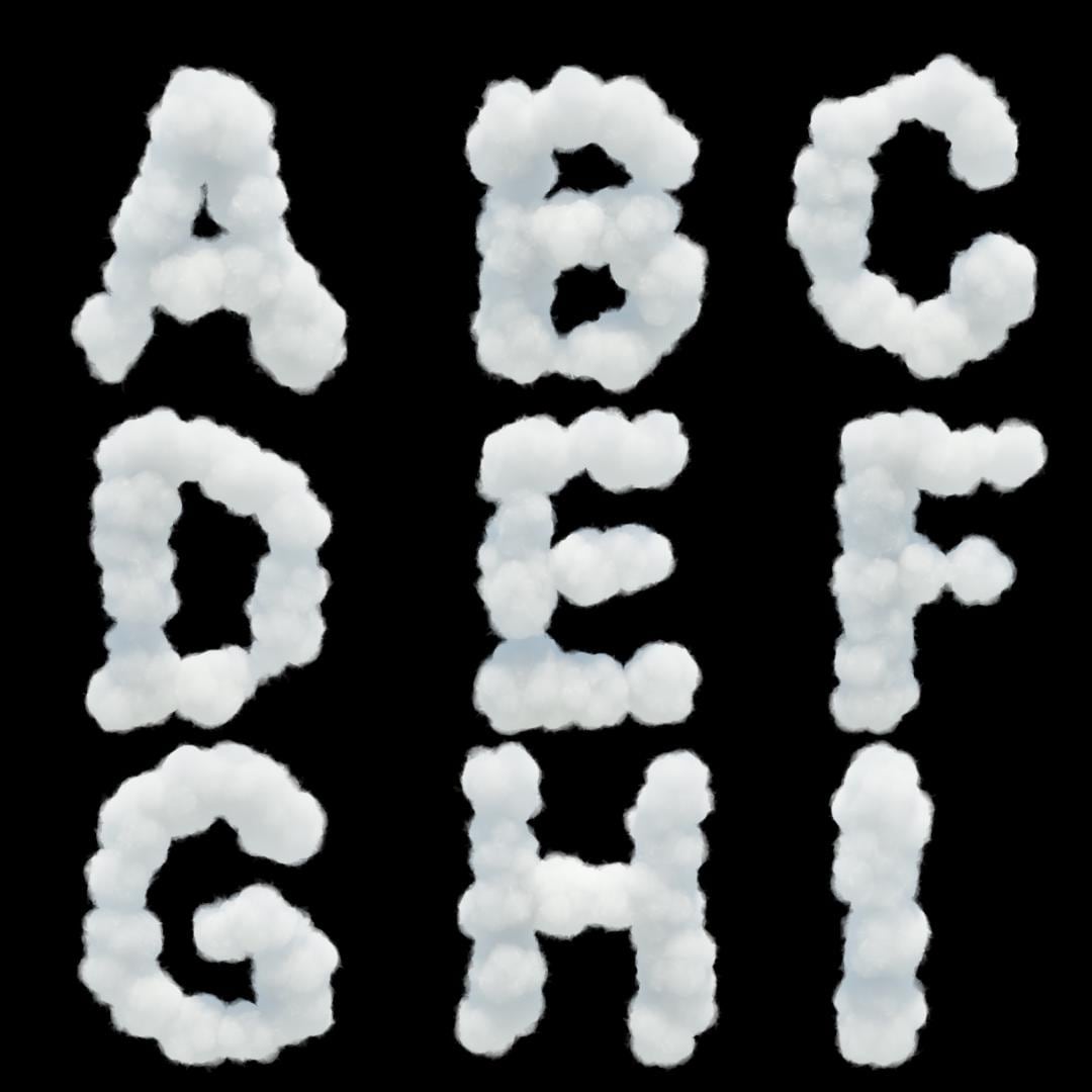 3D Cloud Font SVG PNG, Cloud Letters, Cloud Numbers, Cloudy Alphabet ...