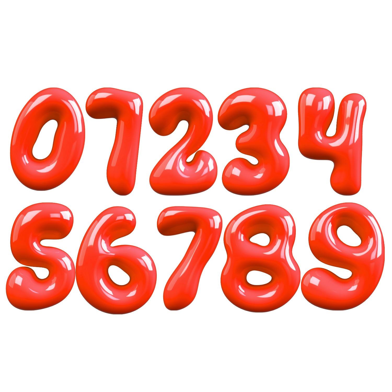 3D Bubbly Red Font SVG PNG, 3D Alphabet, Balloon Letters, Red Chunky ...