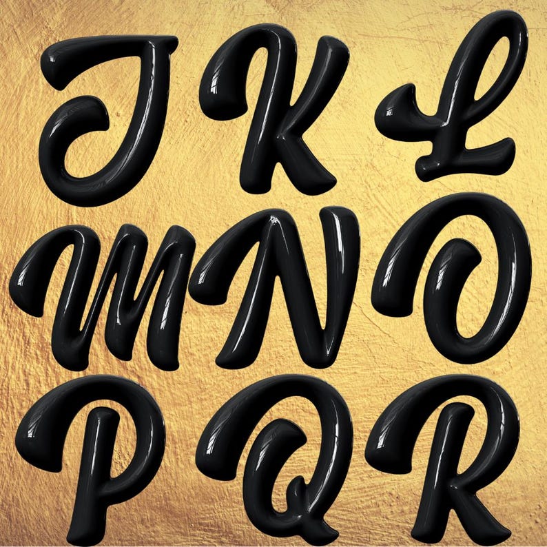 3D Black Chunky Letters SVG PNG Font, Bubbly Numbers, Chunky Alphabet ...
