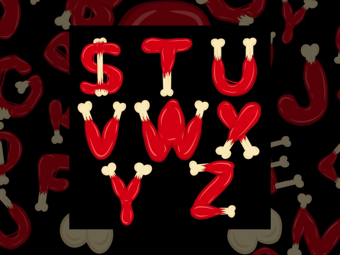 Meat Font SVG PNG, Chicken Letters, Stake Alphabet, Beef Font ...