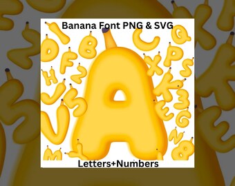 Banana Letters and Numbers Font: SVG PNG Clipart (instant Download) - Etsy