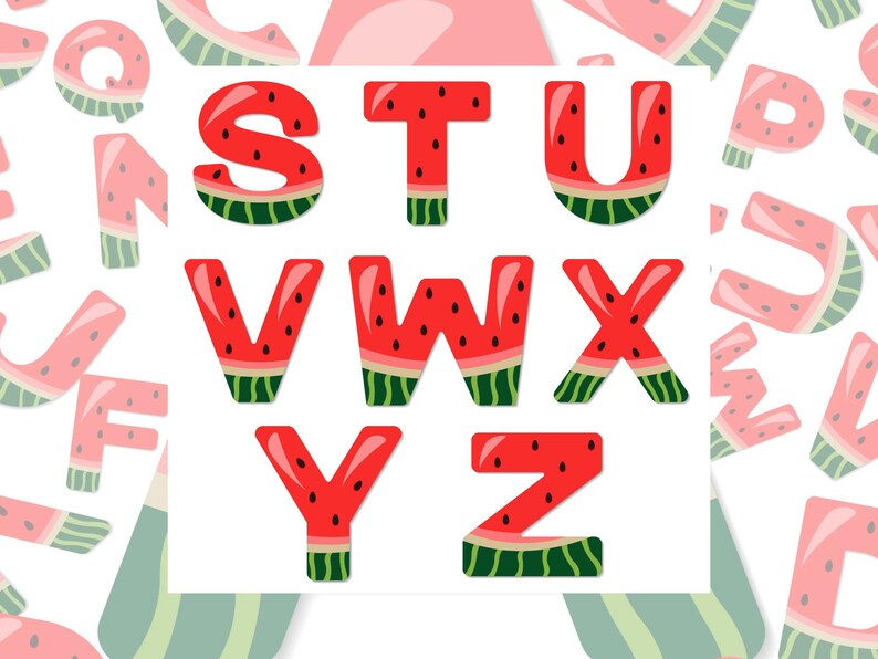 Watermelon Font SVG PNG, 3D Watermelon Letters, Fruits Alphabet, Food ...
