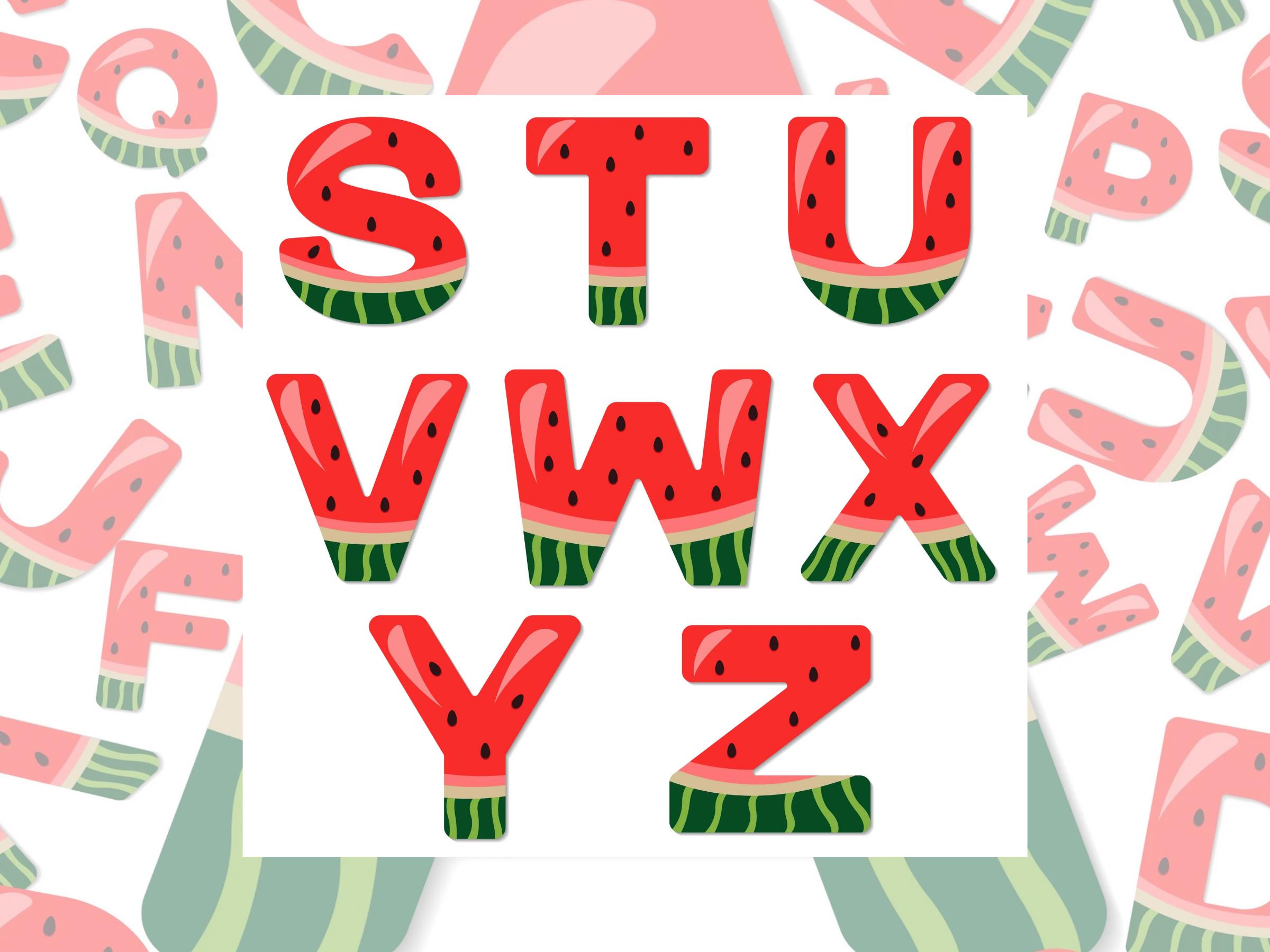 Watermelon Font SVG PNG, 3D Watermelon Letters, Fruits Alphabet, Food ...