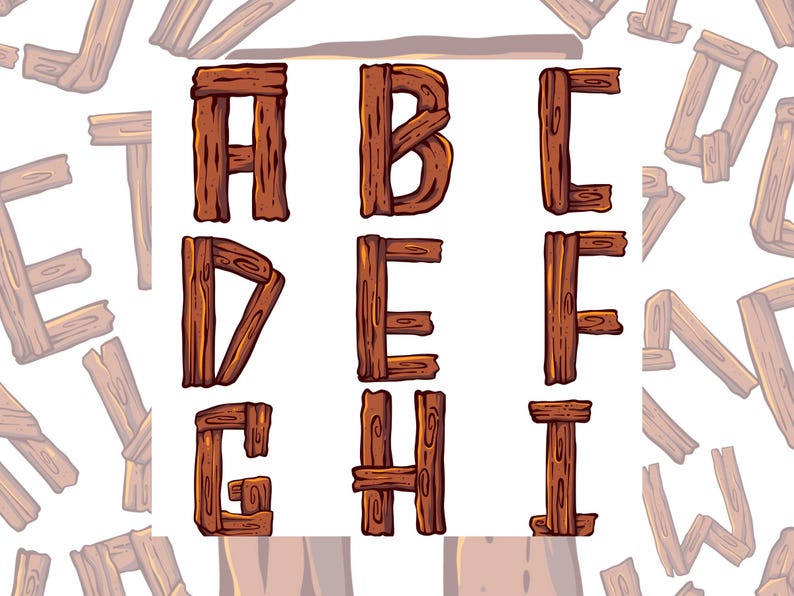 Rustic Wooden Alphabet: SVG PNG Clipart (instant Download) - Etsy