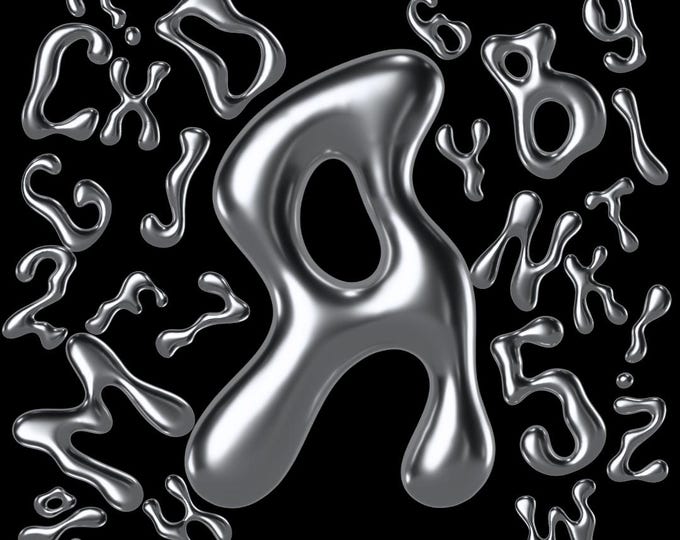 3D Silver Liquid Chrome Font SVG PNG, Metallic Alphabet, Melting ...