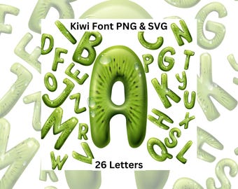 Kiwi Font: 3D Fruit Letters, PNG SVG Clipart (instant Download) - Etsy