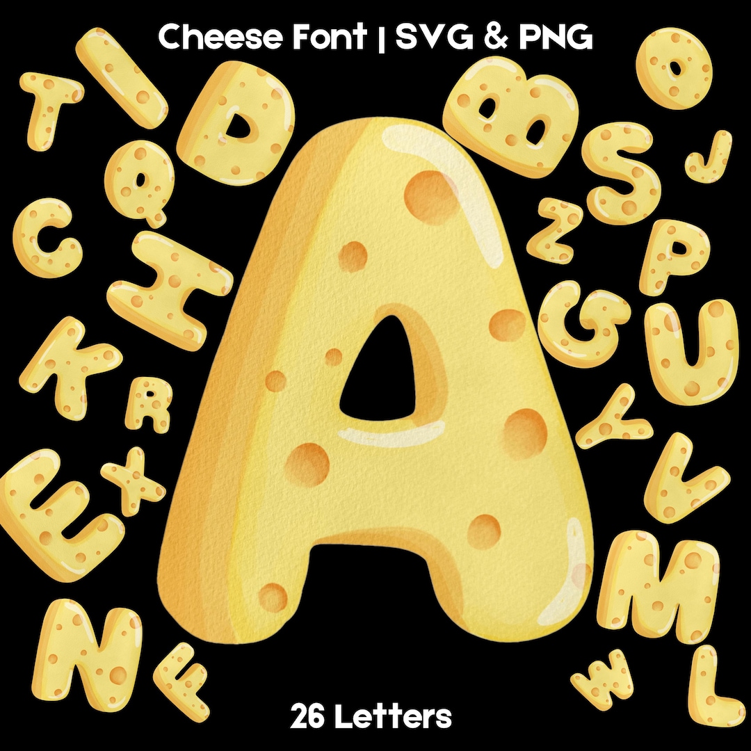 Cheese Font SVG PNG, Yellow Cheese Letters, Cheasy Alphabet, Instant ...