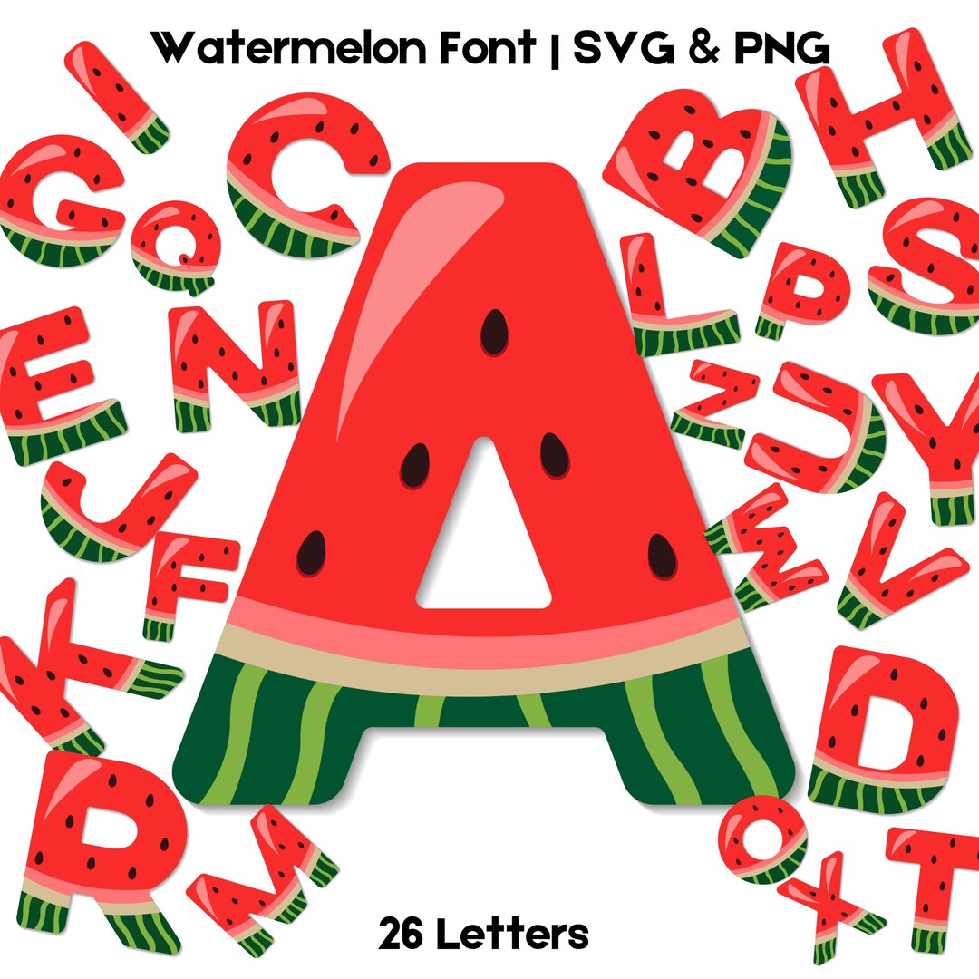 Watermelon Font SVG PNG, 3D Watermelon Letters, Fruits Alphabet, Food ...