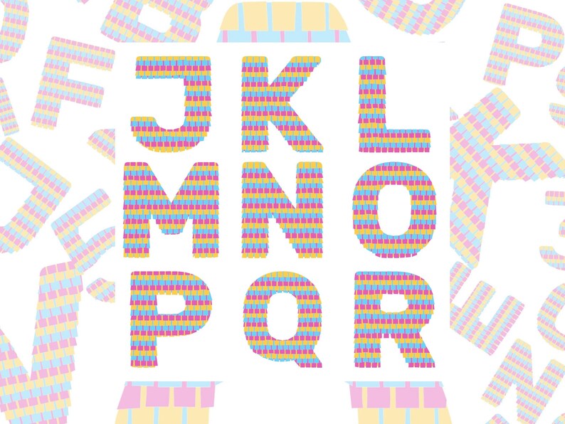 Pinata Letters & Numbers SVG PNG, Colorful Piñata Font, Birthday ...