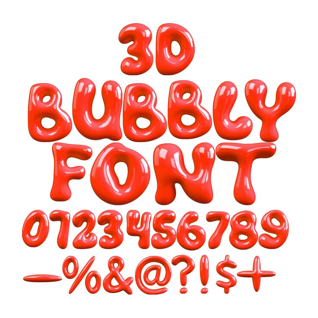 3D Bubbly Red Font SVG PNG, 3D Alphabet, Balloon Letters, Red Chunky ...