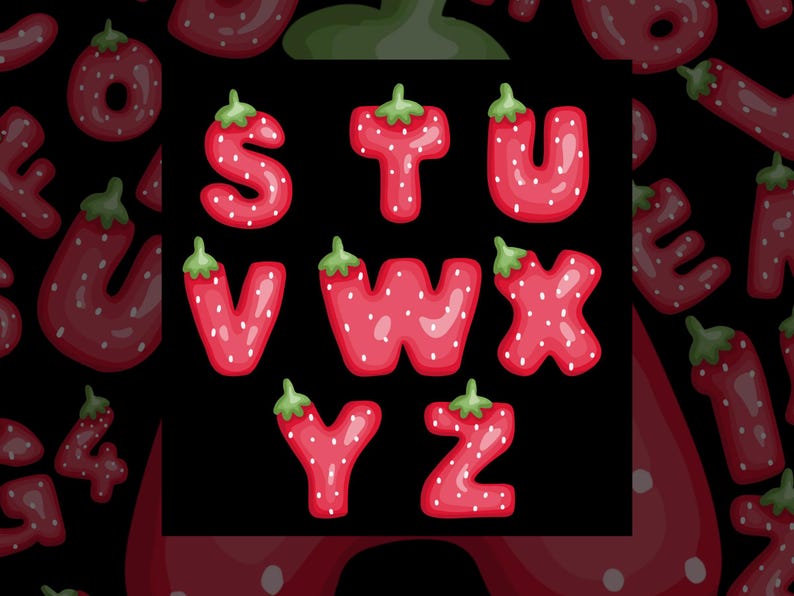Strawberry Letters & Numbers SVG PNG, Sweets Letters, 3D Strawberry ...